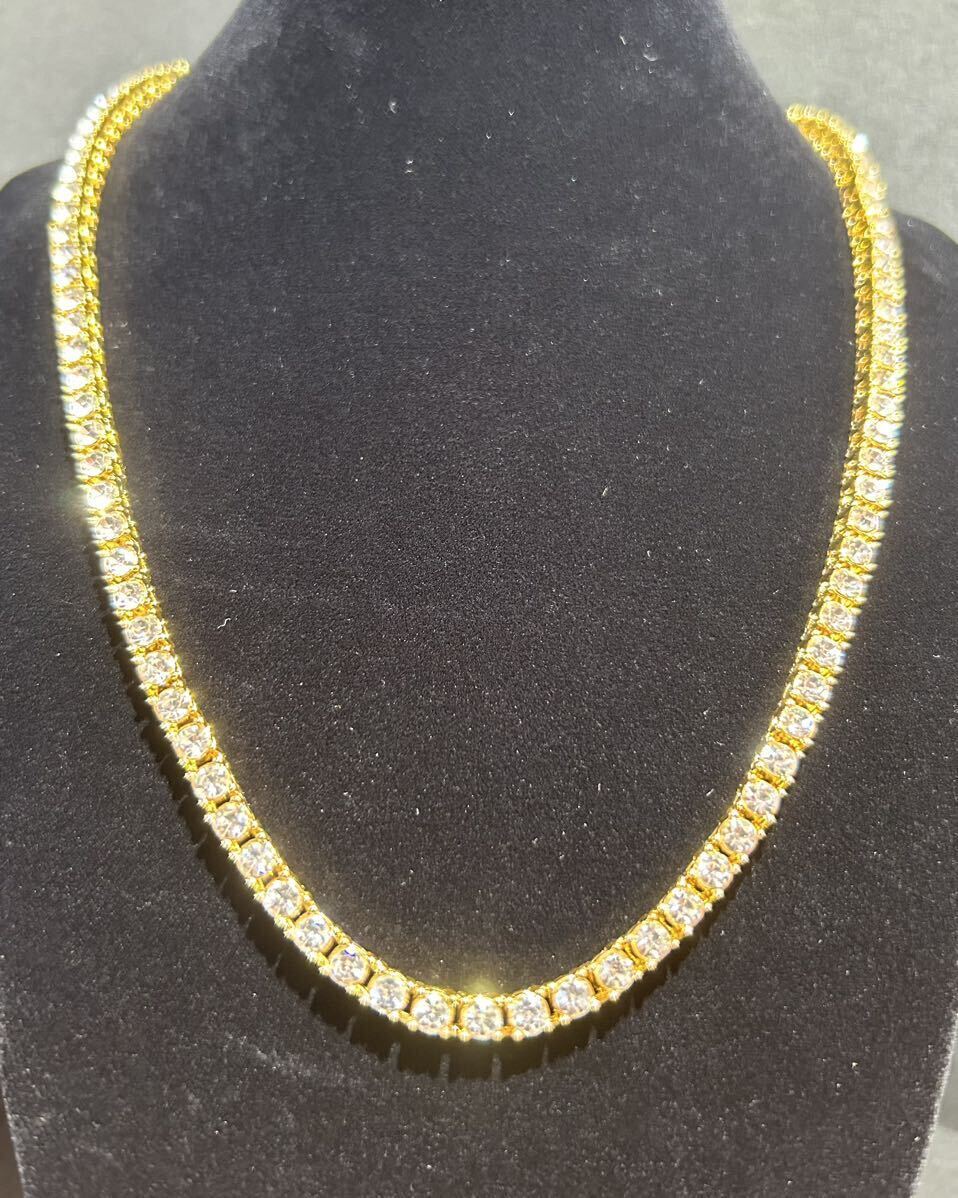 Yahoo!オークション - 18金 K18 GP最高級CZ ダイアモンド テニス ネッ...