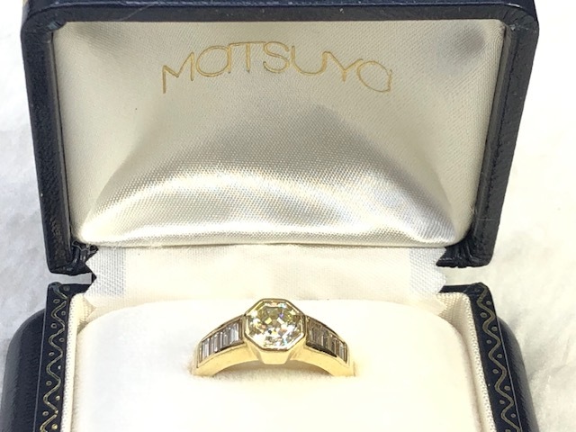 鑑別書付 MATSUYA 銀座 K18 1.437Ct ダイヤモンド マリゴールドカット リング 0.61Ct 総重量8.2g ♯54 約14号 指輪 18金 大粒 指輪(アコヤ真珠)｜売買さ ...