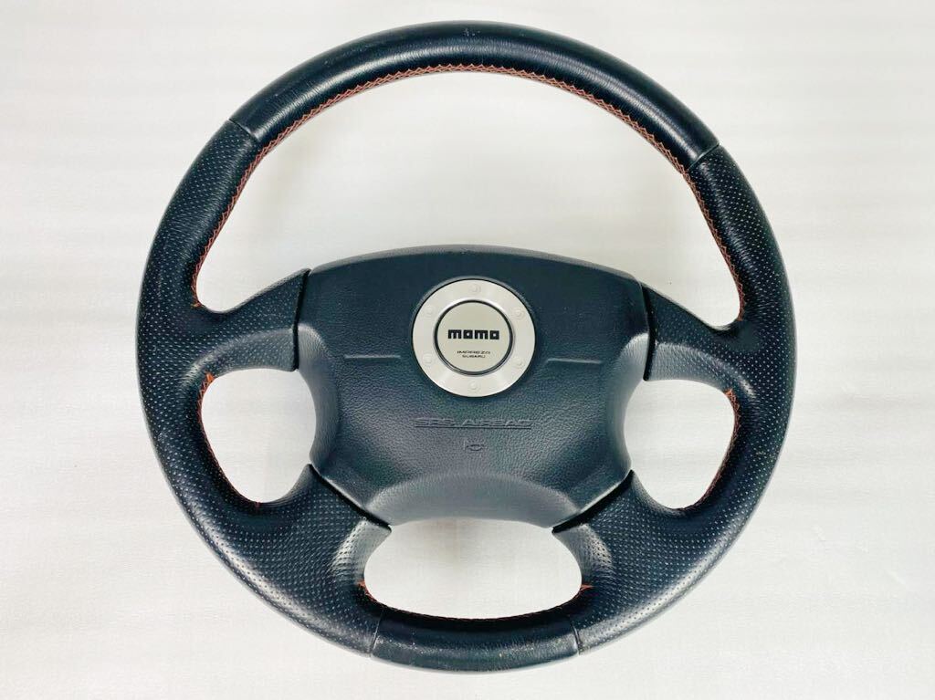 スバル SUBARU インプレッサ WRX STi 純正 MOMO ステアリング レッドステッチ GC8 VBH GDB GDA BE5 SF5 GRB 22B JDM VAB NARDI ...