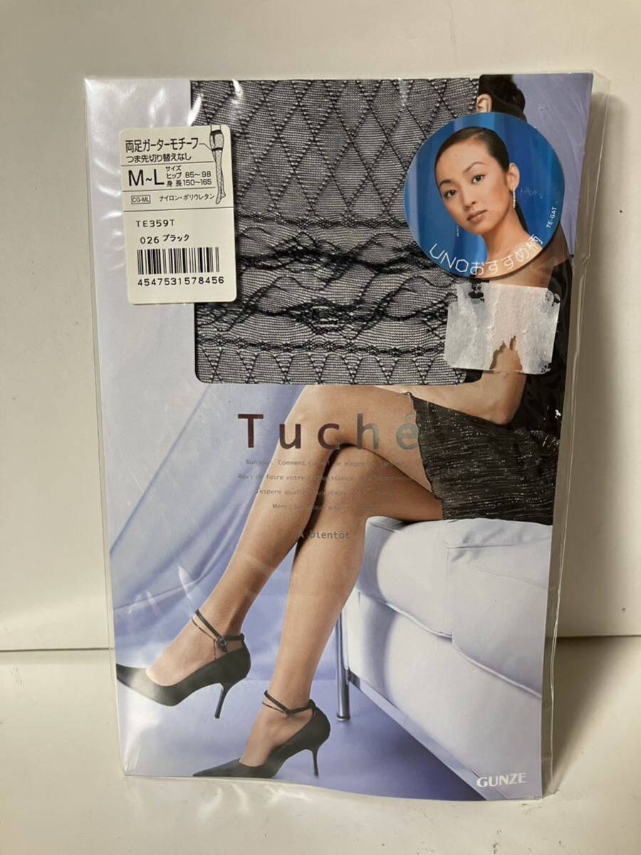 Yahoo!オークション - 両足ガーターモチーフ 【ブラック】グンゼ Tuche...