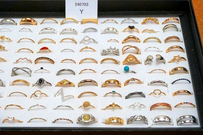 Yahoo!オークション - Ny4[22]おまとめて大量 昭和レトロ 細身指輪 100...