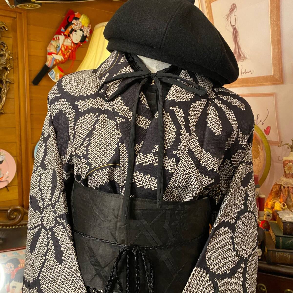 和洋折衷 着物 リメイク ワンピース ドレス 洗える 化繊 帯 和洋折衷 着物 リメイク ワンピース ドレス 洗える 化繊 帯