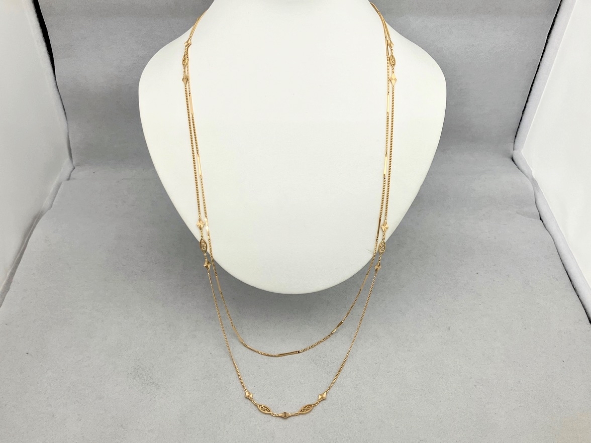 Yahoo!オークション - K18／70cm／13.3g／2連デザインネックレス／造幣...