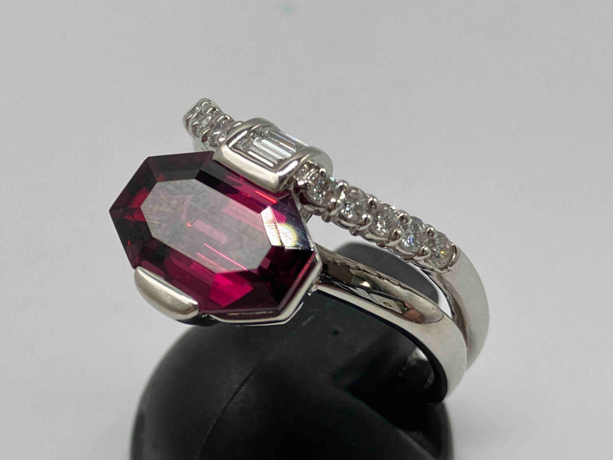 Yahoo!オークション - Pt900 D0.54／ガーネット3.66ct／＃14／8.5g リ...