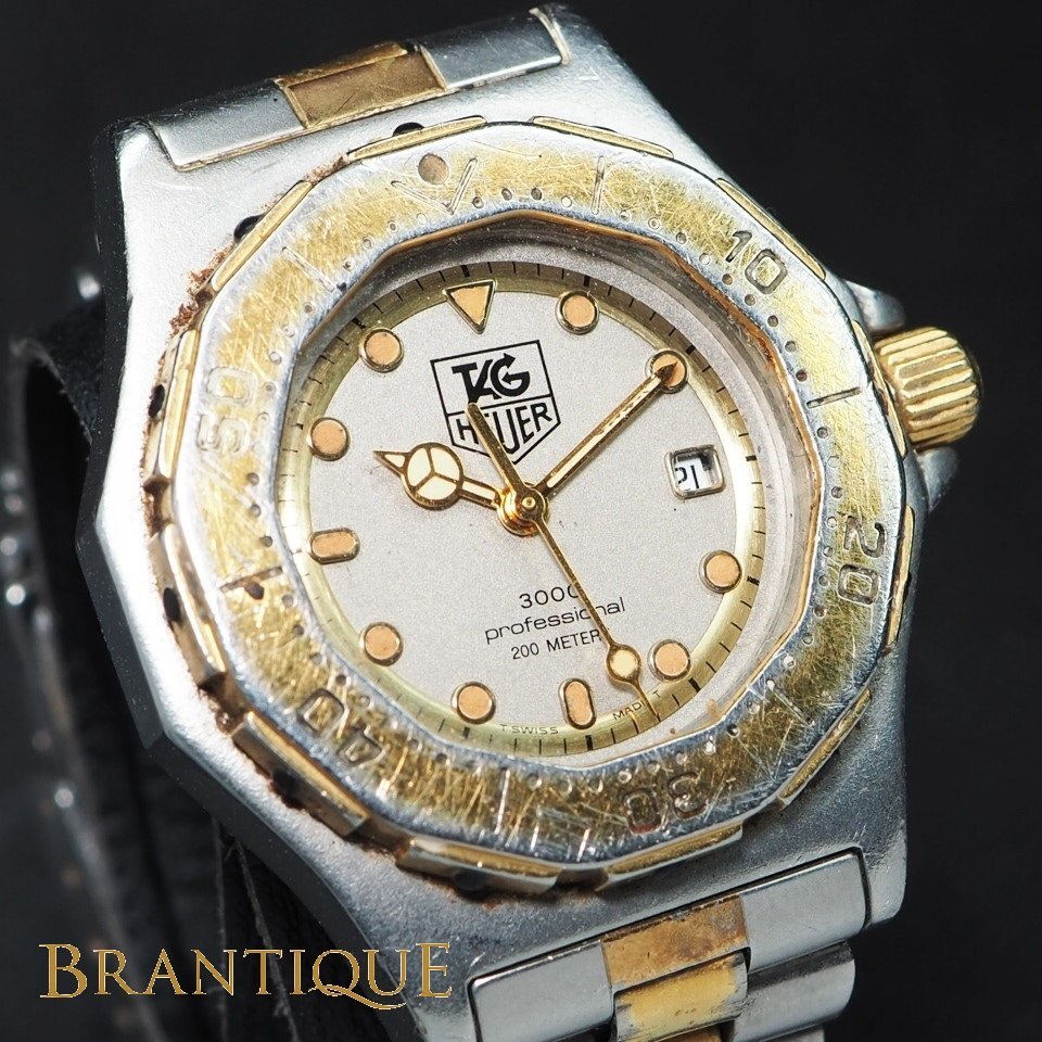 1円 ジャンク 3000シリーズ TAG Heuer タグホイヤー QZ 934.215 Professional SS/GP デイト コンビ レディース 腕時計 24754(タグ・ホイヤー ...