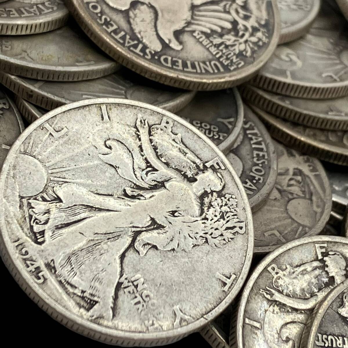 Yahoo!オークション - 1円 アメリカ銀貨 約740g 61枚 50セント 1/2ド...