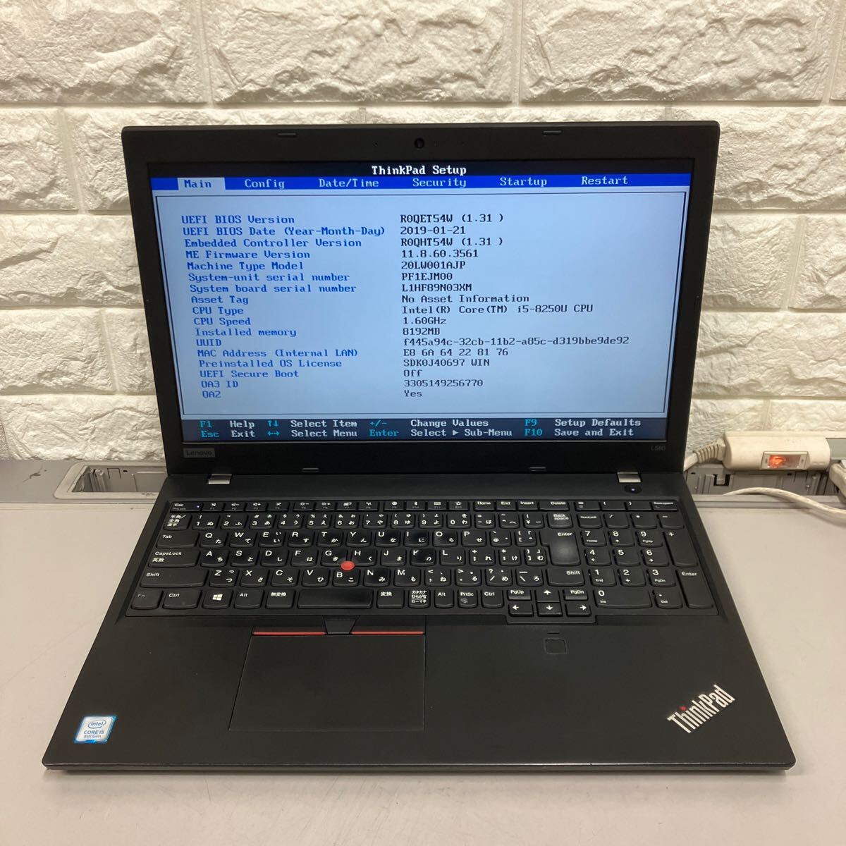 Yahoo!オークション - S136 Lenovo ThinkPad L580 Core i5 8250U メモ...