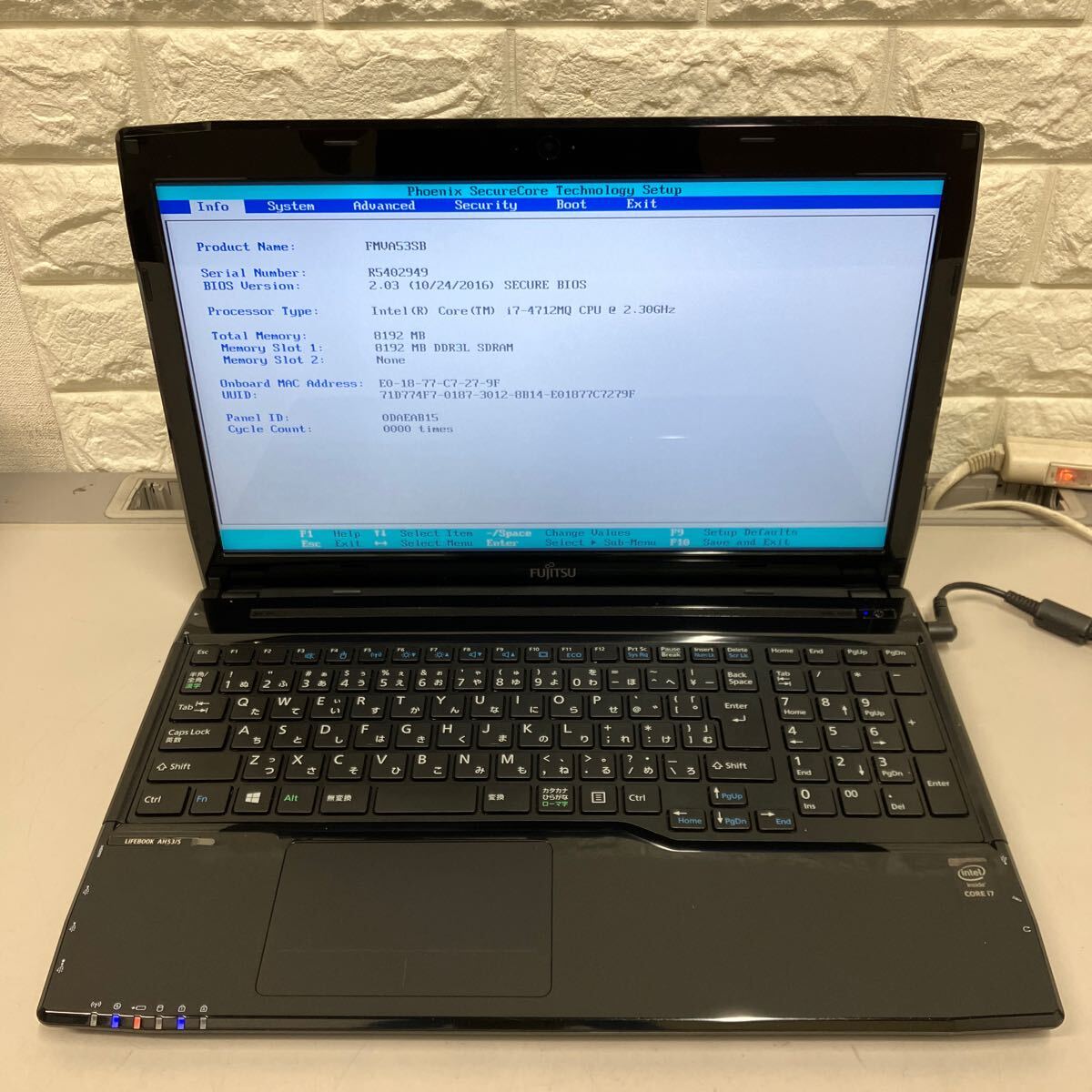 Yahoo!オークション - U133 富士通 LIFEBOOK AH53/S FMVA53SB Core i7 ...