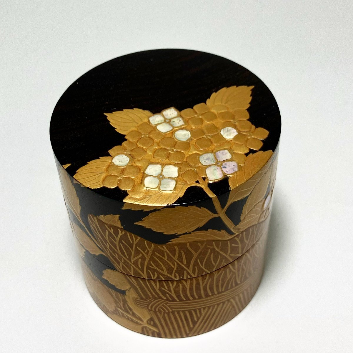 Yahoo!オークション - 【京全】 指物師 信斎 造 青貝 紫陽花蒔絵 棗 共...