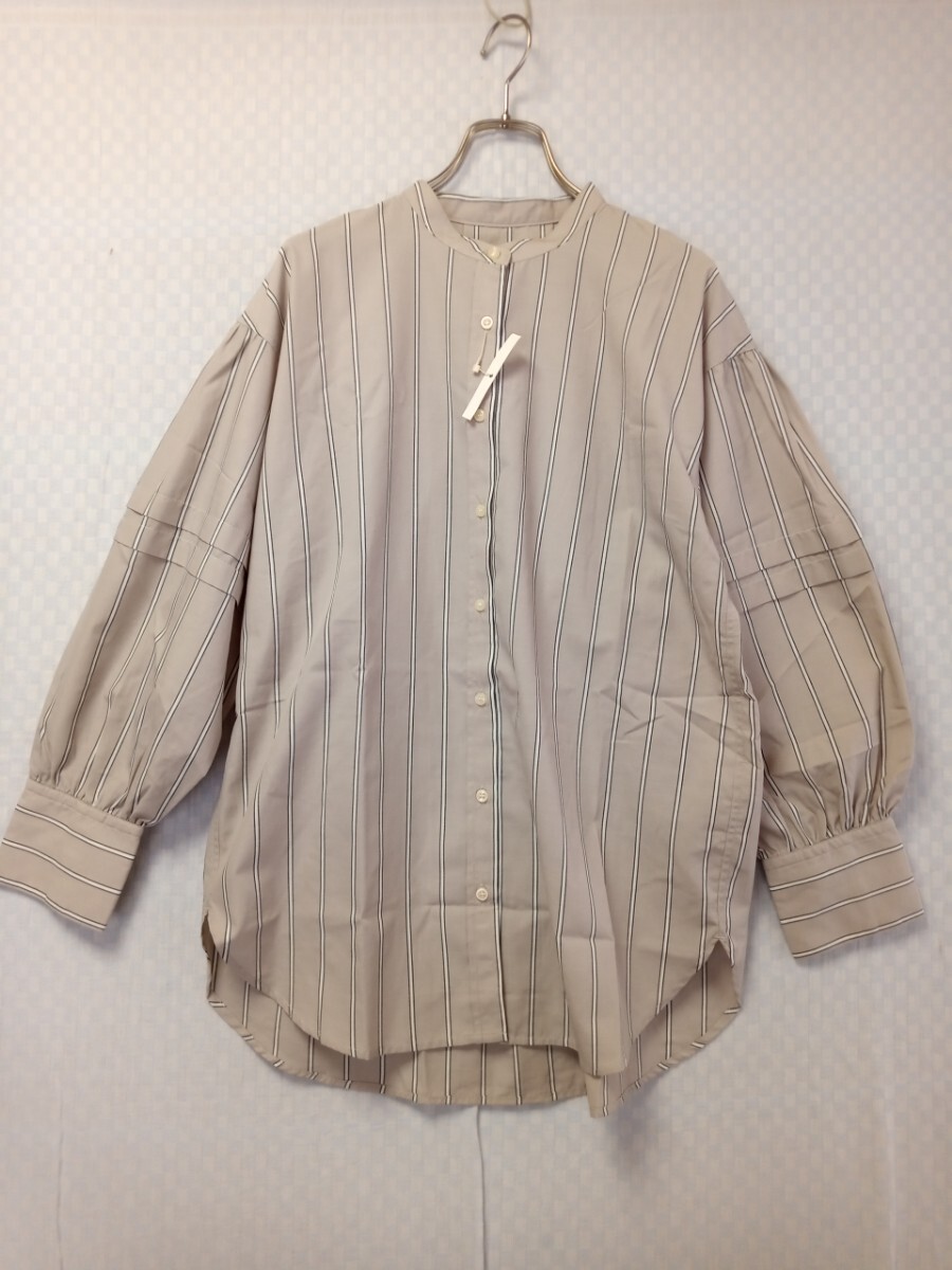 Yahoo!オークション - 7488 ノーカラー ストライプ長袖シャツ 新品 ブ...