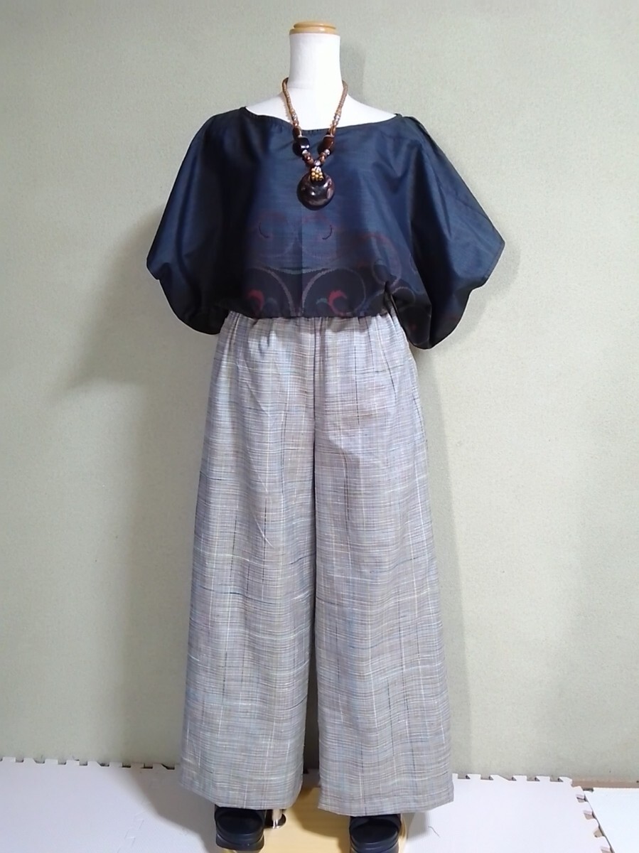 Yahoo!オークション - 着物リメイク 正絹紬 変形フレアージャケットと...