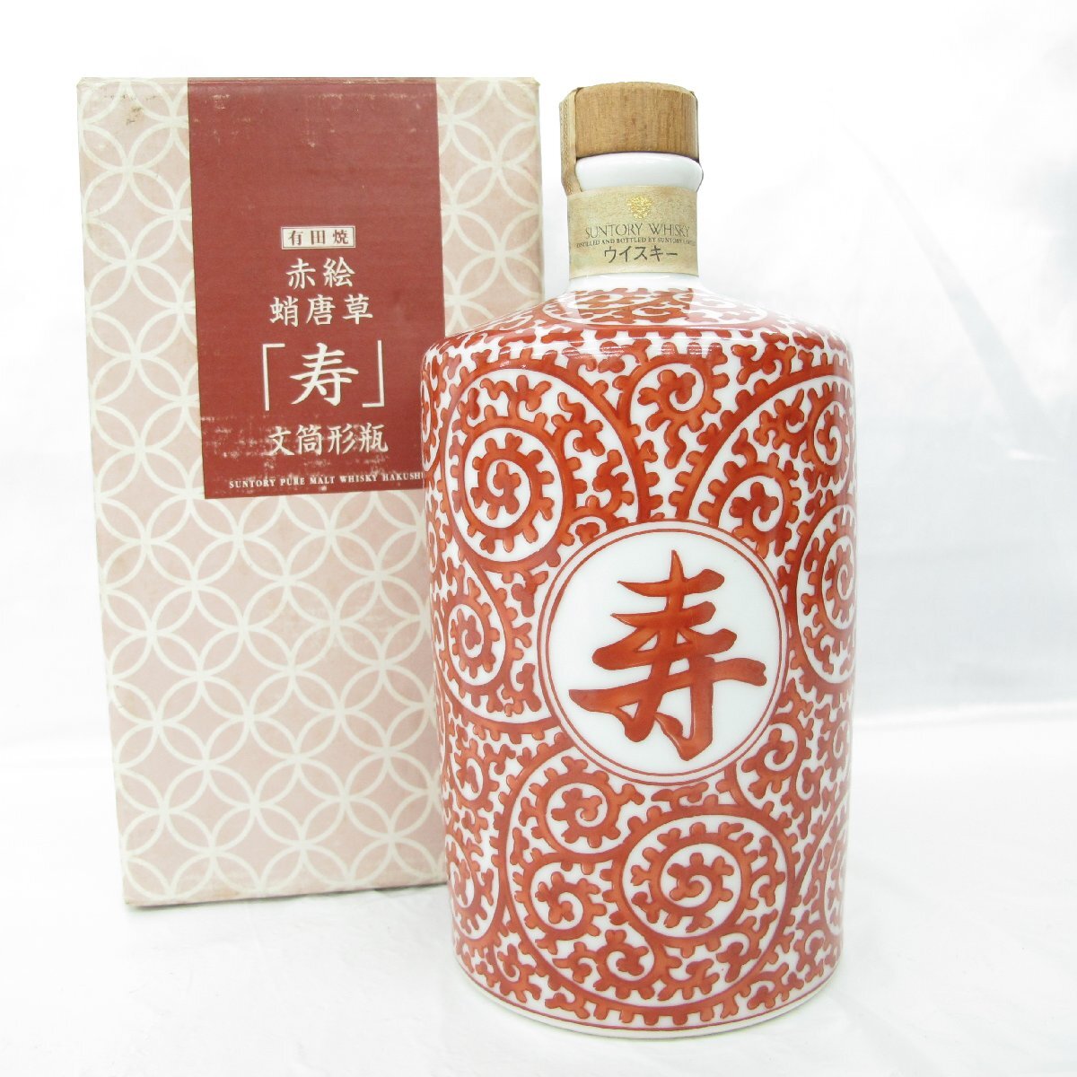 未開栓 SUNTORY サントリー 白州 ピュアモルト 有田焼 赤絵蛸唐草 寿 文筒形瓶 ウイスキー 600ml 43％ 1137g 箱あり 11655744 0824(日本)｜売買された ...