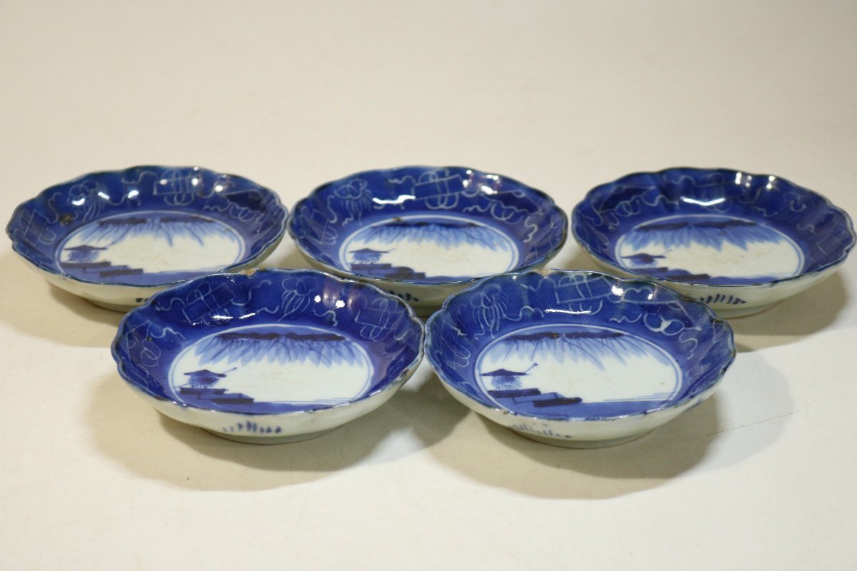 Yahoo!オークション - T277 伊万里染付手塩皿5枚/小皿/アンティーク/古...