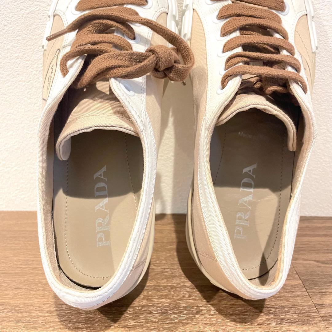 Yahoo!オークション - PRADA プラダ ロゴ ギャバジン ホイールスニーカ...