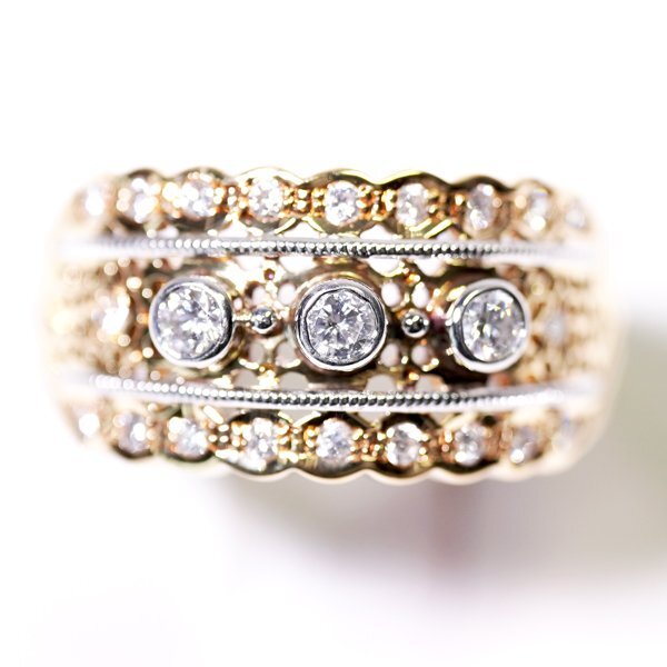 Yahoo!オークション - Z-88 K18/Pt900 ダイヤモンド0.32ct リング 12号