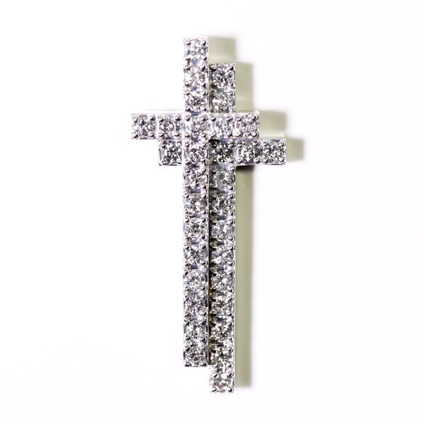 Yahoo!オークション - Y-22 K18WG ダイヤモンド0.58ct ダブルクロス ペ...