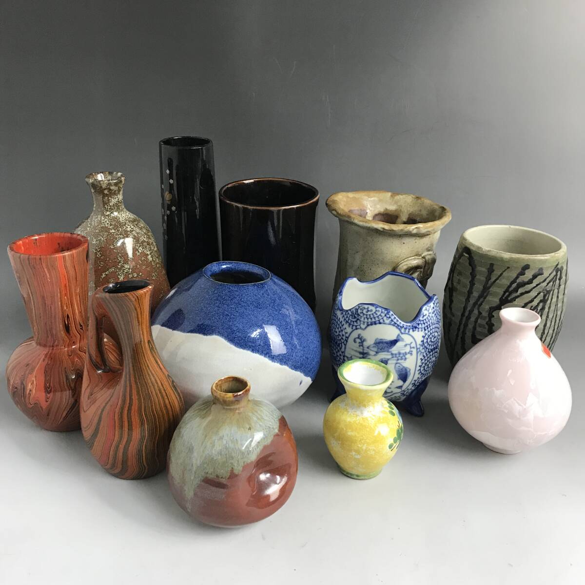 Yahoo!オークション - kt5/100 花瓶 まとめて12点 花器 壁掛け 在銘 陶...