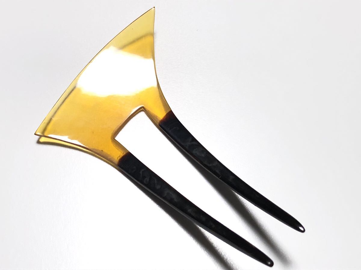 アンティーク 本鼈甲 白甲 黒甲 5.8g 小ぶり 扇簪【検/べっ甲 アンティーク 本鼈甲 白甲 黒甲 5.8g 小ぶり 扇簪【検/べっ甲