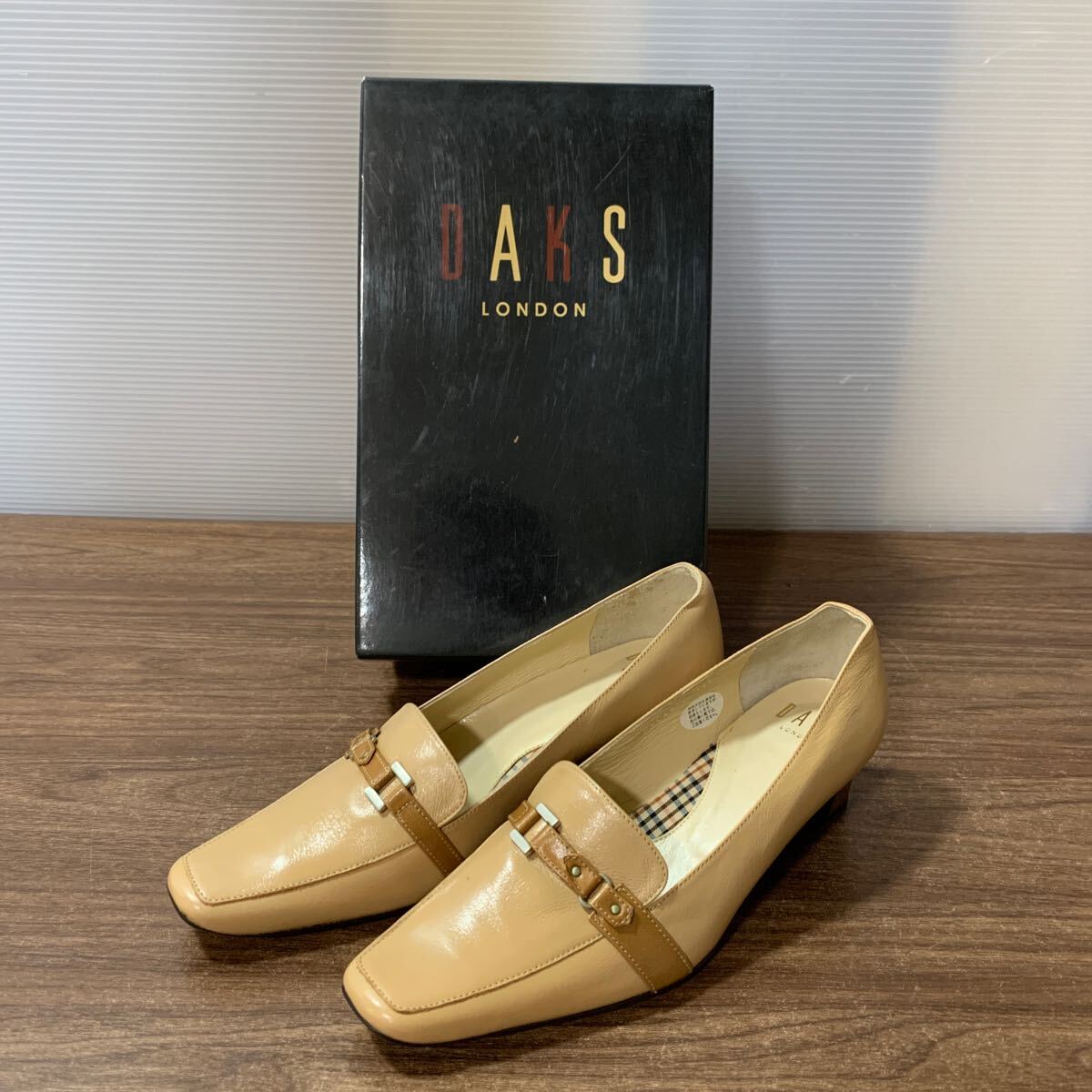 Yahoo!オークション - DAKS ダックス パンプス 23.5cm ブラウン レザー...
