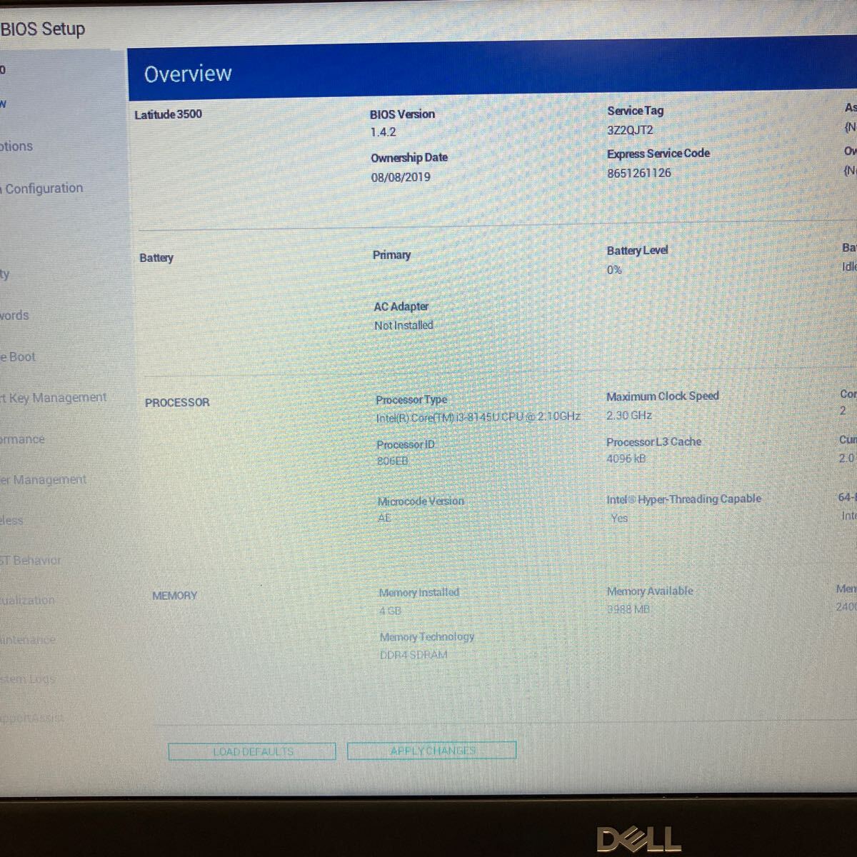 Yahoo!オークション - B98 DELL Latitude 3500 P86F Core i3 8145U メ...