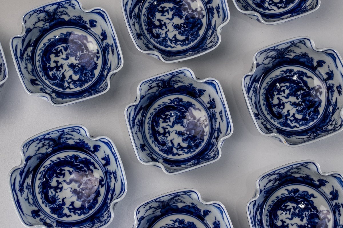 Yahoo!オークション - 【うつわ】 大日本京都平八製 染付雲龍遠山文向...