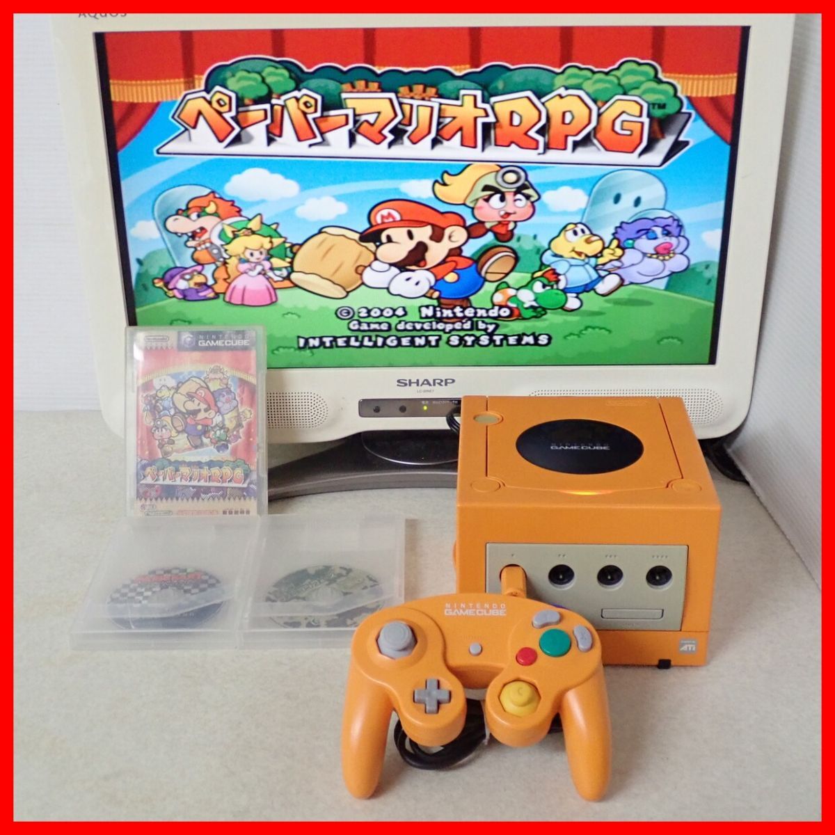 Yahoo!オークション - 動作品 GC ゲームキューブ 本体 オレンジ+ペーパ...