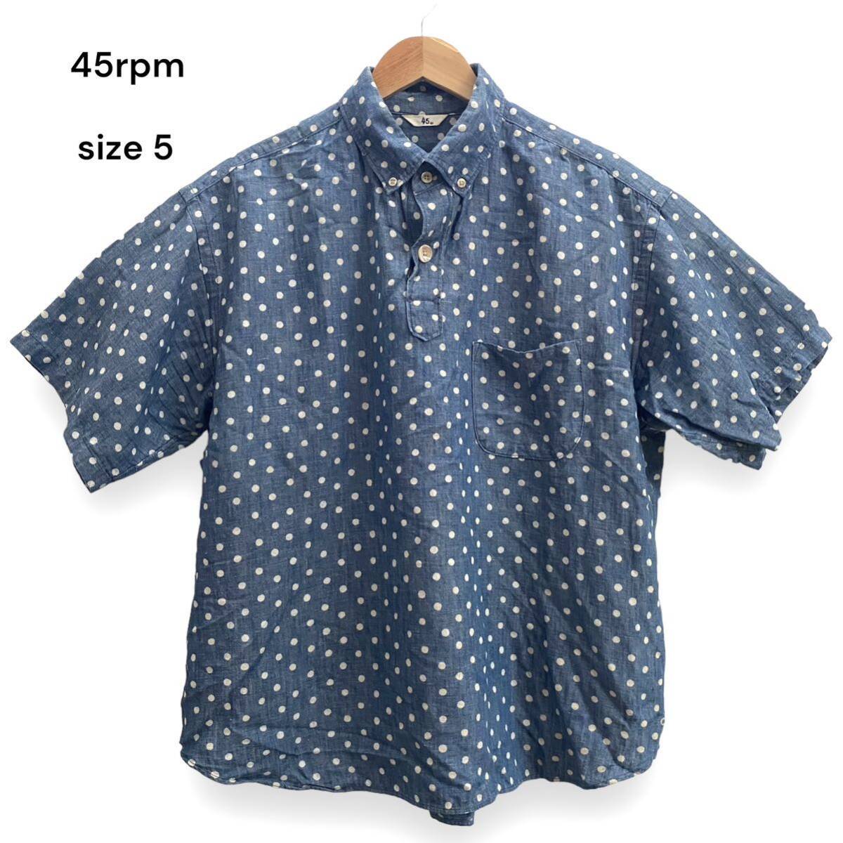 Yahoo!オークション - 45R 45rpm 半袖 ボタンダウン インディゴ ドット...