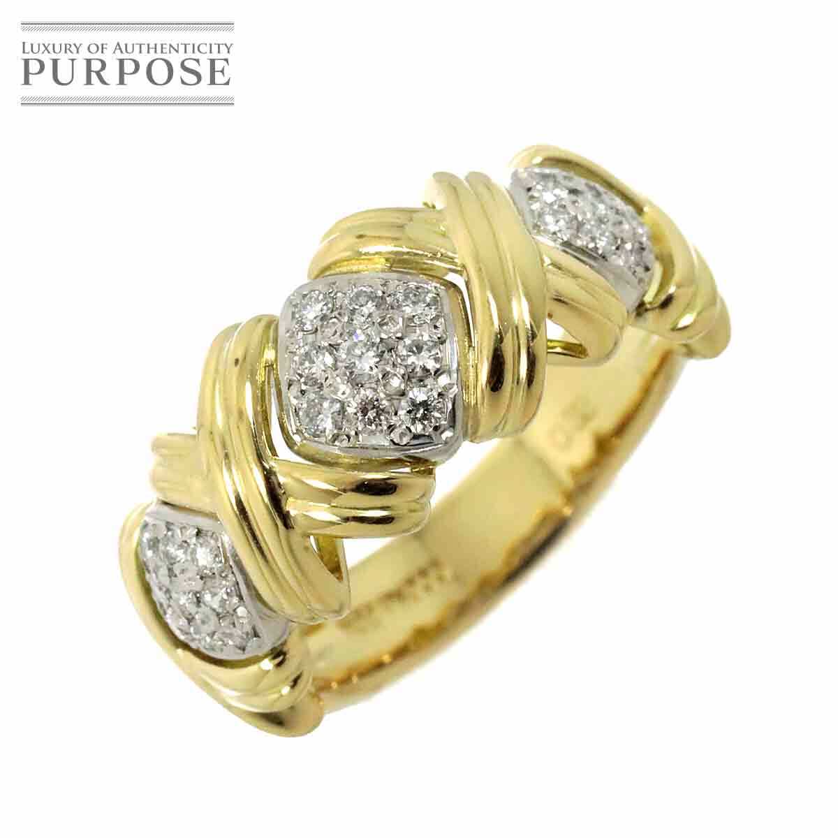 Yahoo!オークション - リング 13号 ダイヤ 0.32ct K18 YG Pt イエロー...