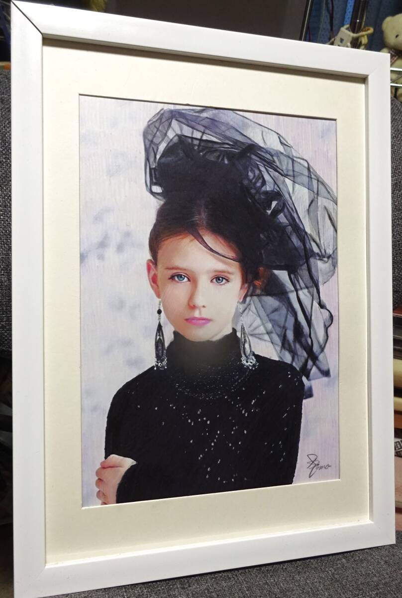 Yahoo!オークション - 『作品4111』S.Tomo氏直筆色鉛筆画 超美品 美人...