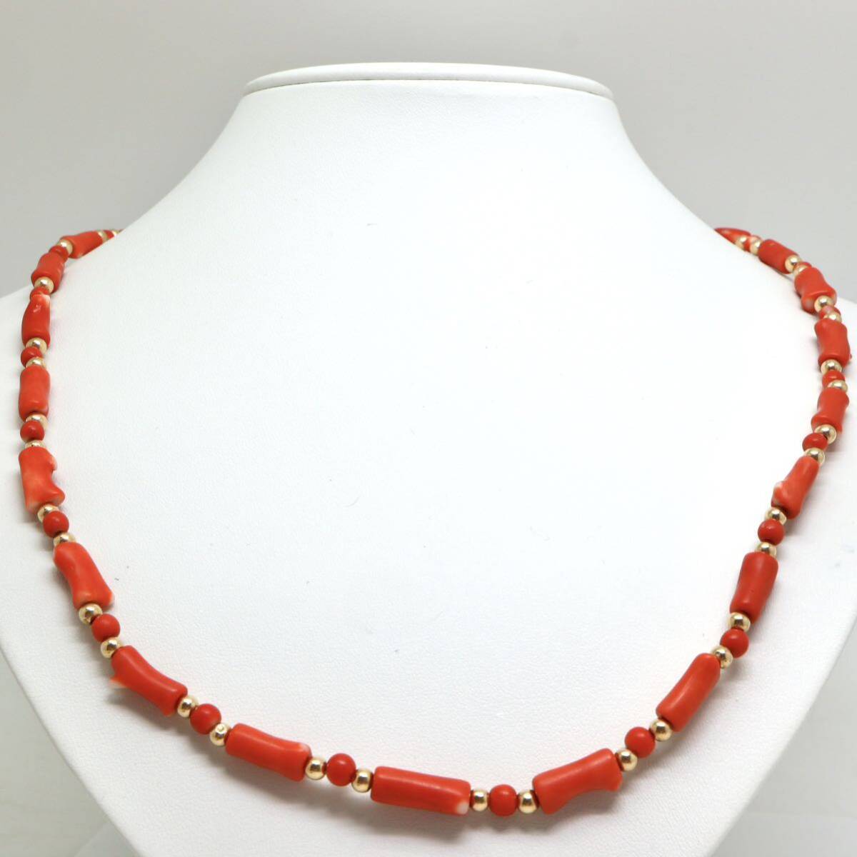 Yahoo!オークション - Pt/K14 天然本珊瑚ネックレス S 約23.7g 約59.5...