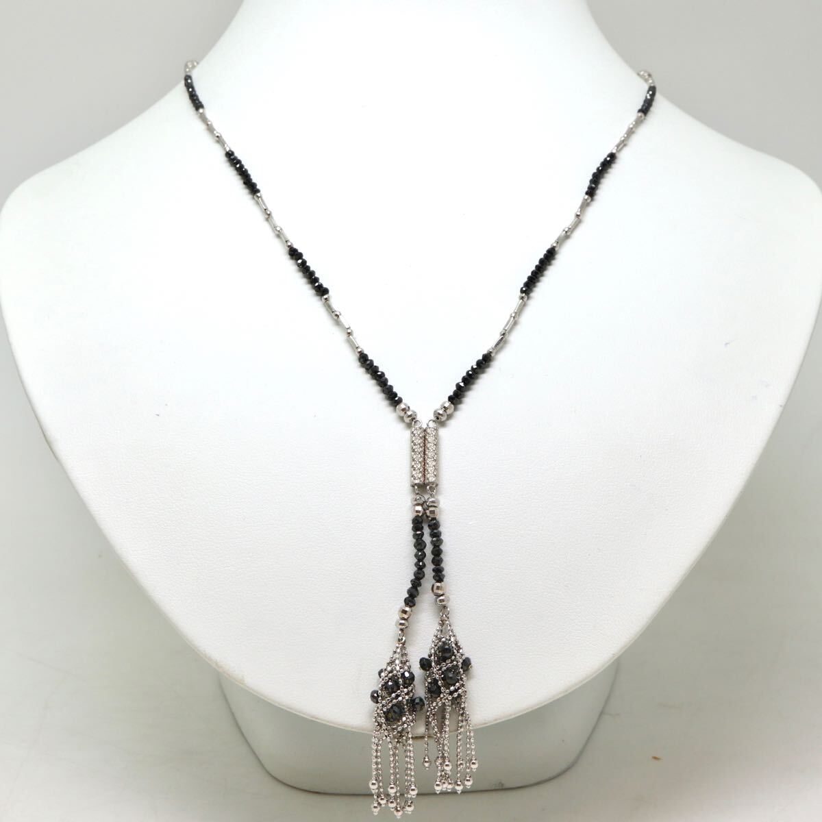 Yahoo!オークション - 10.21ct K18 天然ブラックダイヤモンドネックレ...