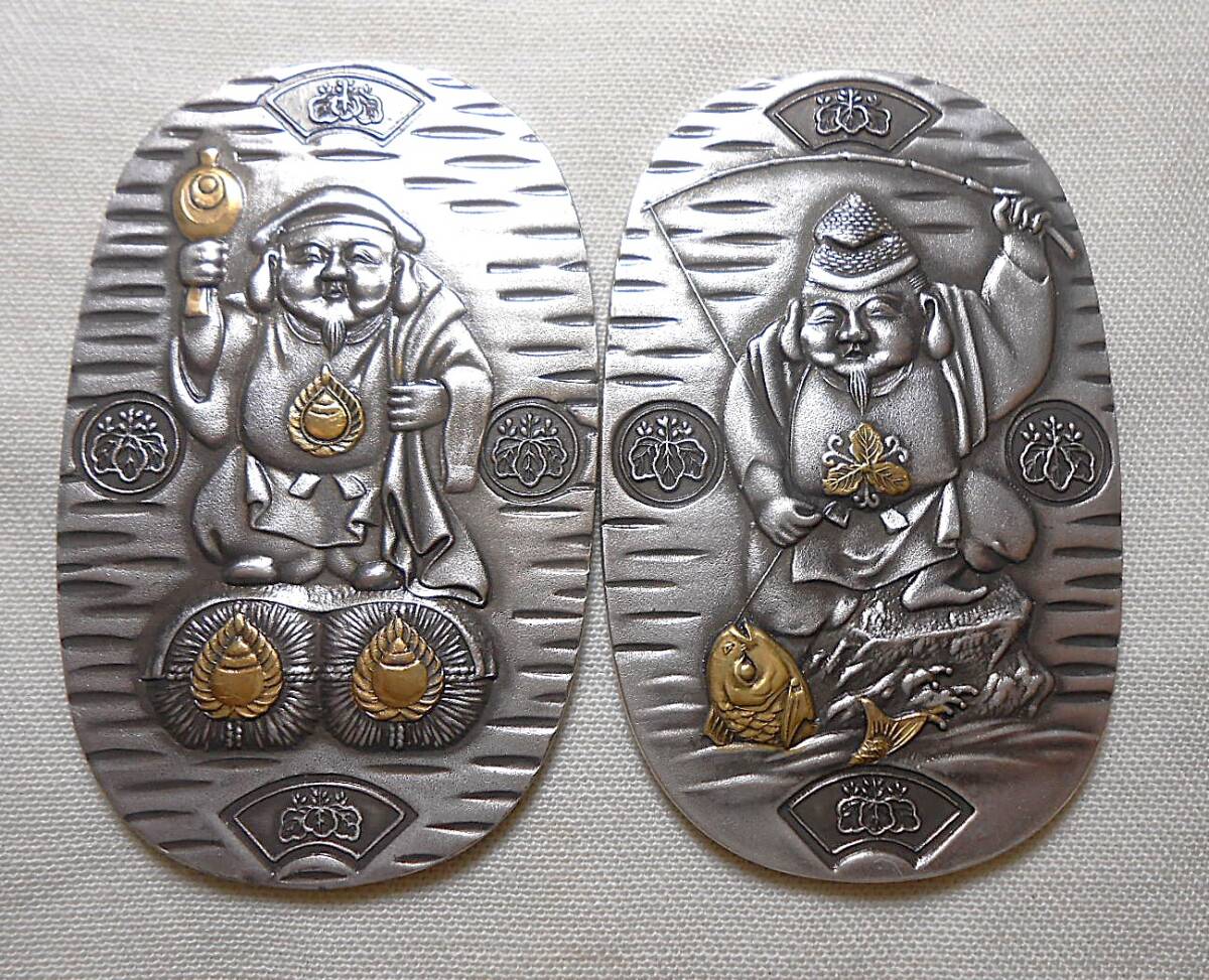 純銀 小判 恵比寿 大黒天セット 約5.5×3.5cm 総重量約59g 恵比寿大黒 ケース入 浮き彫り レリーフ 金彩(銀製)｜売買されたオークション情報、yahooの商品情報をアーカイブ公開 ...