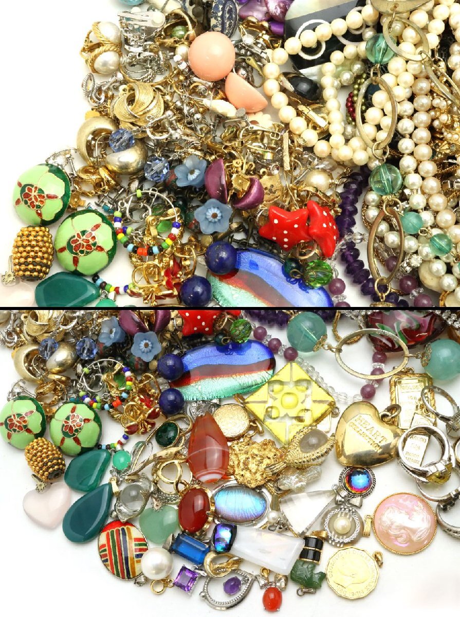 日本代購代標第一品牌【樂淘letao】－おたからや 本真珠 珊瑚 天然石 シルバー製品 絡まり含む メッキ レディースアクセサリー ネックレス 指輪他 大量 約6kg【B-A79663-1】