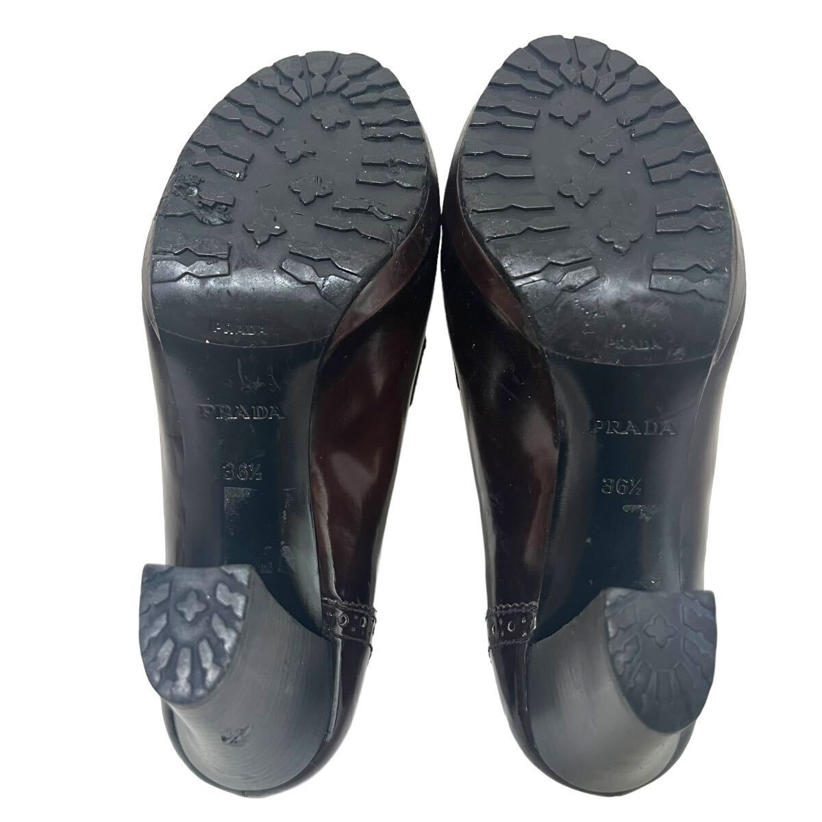 Yahoo!オークション - D PRADA(プラダ) ヒールレザーパンプス キルト ...