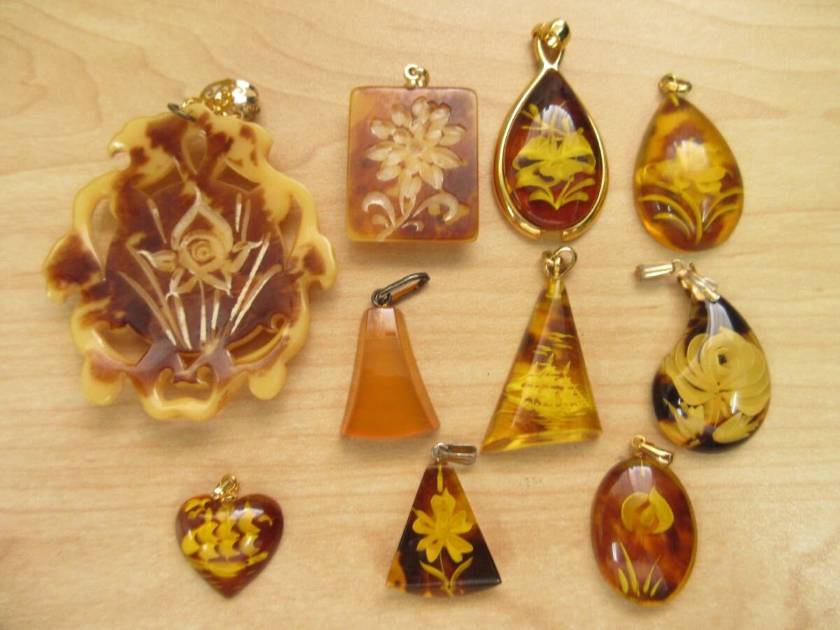 Yahoo!オークション - 【A34】べっ甲系 張りべっ甲 ペンダントトップ ...