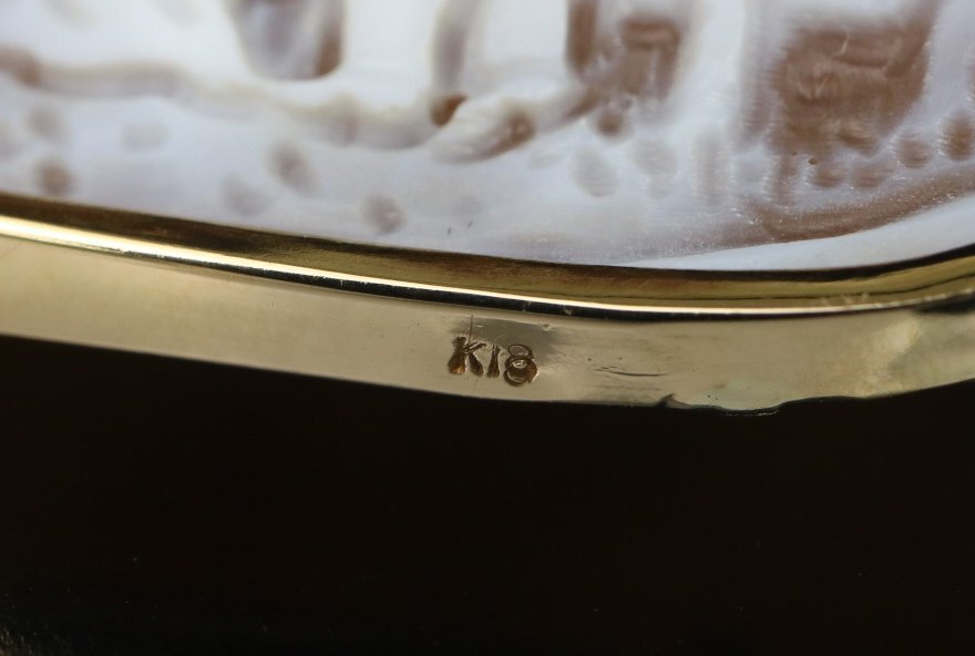 Yahoo!オークション - l. K18 ディルーカ 作家物 シェル カメオ ブロー...