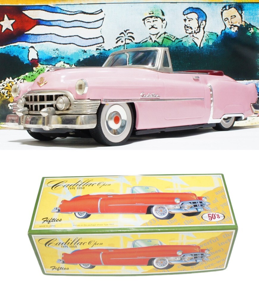 日本代購代標第一品牌【樂淘letao】－日本製 フィフティーズ 50`s 1953 キャデラック エルドラド 初代 前期型 ピンク コンバーチブル 全長約28cm フリクション式 送料無料