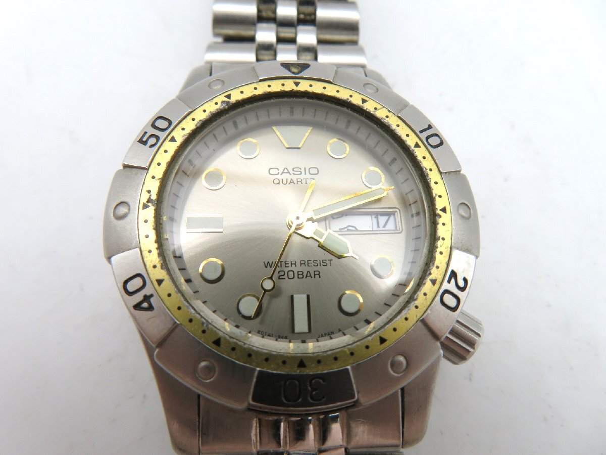 Yahoo!オークション - \1 稼働 カシオ MD-711 シルバー クオーツ メン...