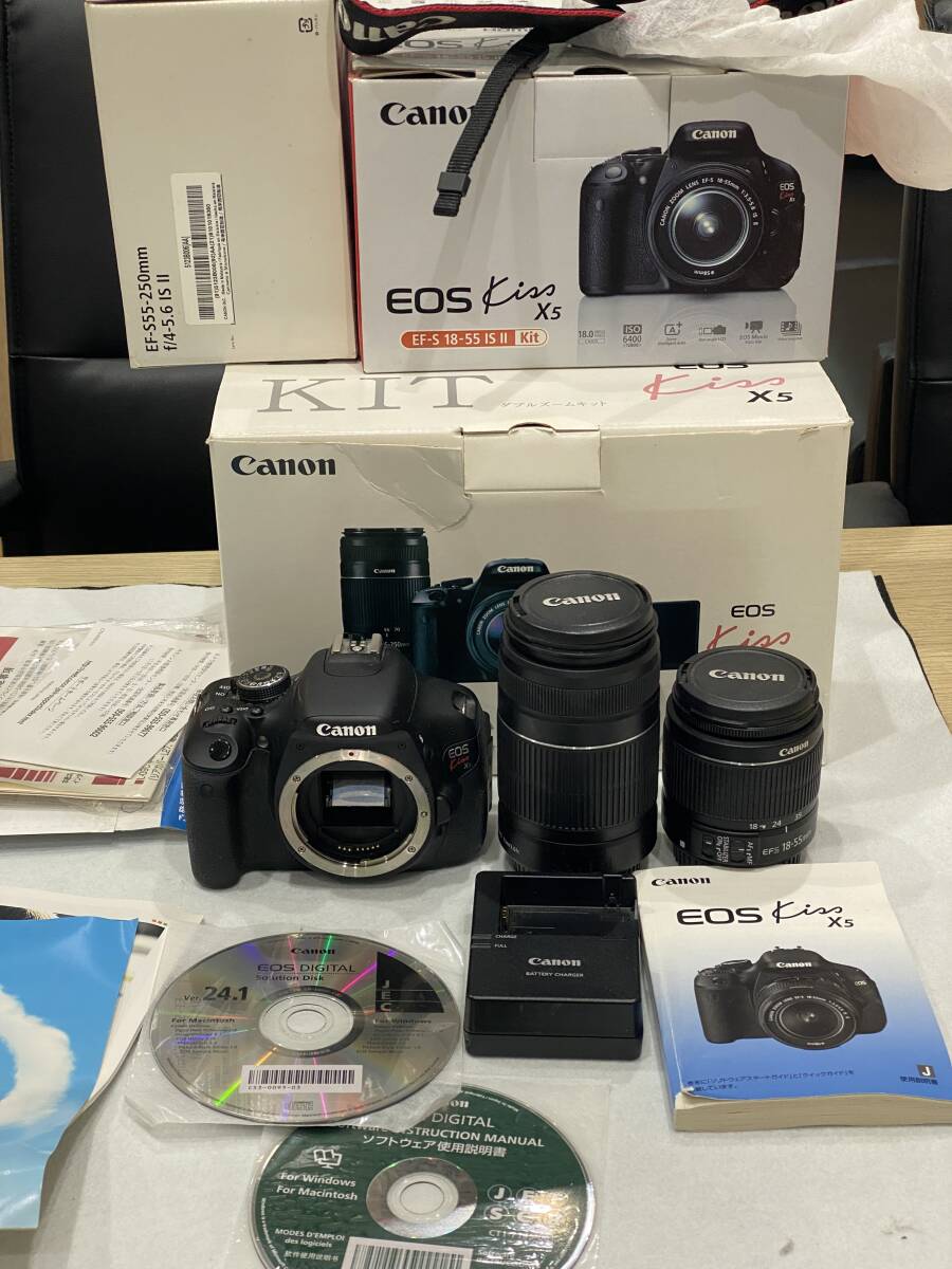 Yahoo!オークション - #Y11351 Canon EOS Kiss X5 美品レンズ2本 EFS 5...