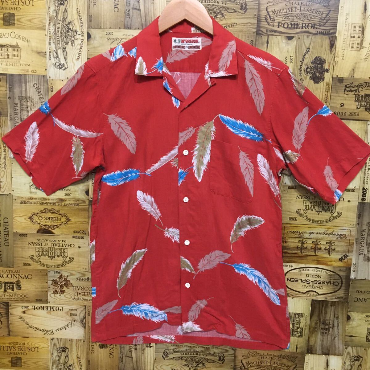 70s ヴィンテージ アロハシャツ 半袖 羽根柄 総柄 マックレガー 70s ヴィンテージ アロハシャツ 半袖 羽根柄 総柄 マックレガー