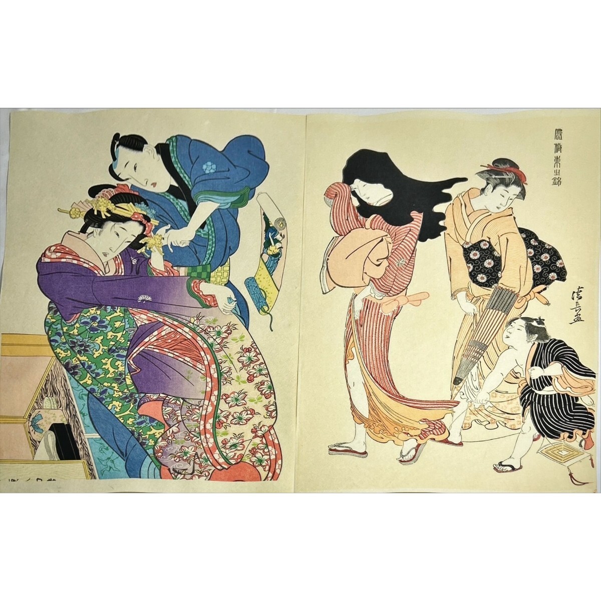 浮世絵 春画 『色道十二番』 鳥居清長 彩色木版 木版画 美人画 浮世絵 春画 『色道十二番』 鳥居清長 彩色木版 木版画 美人画