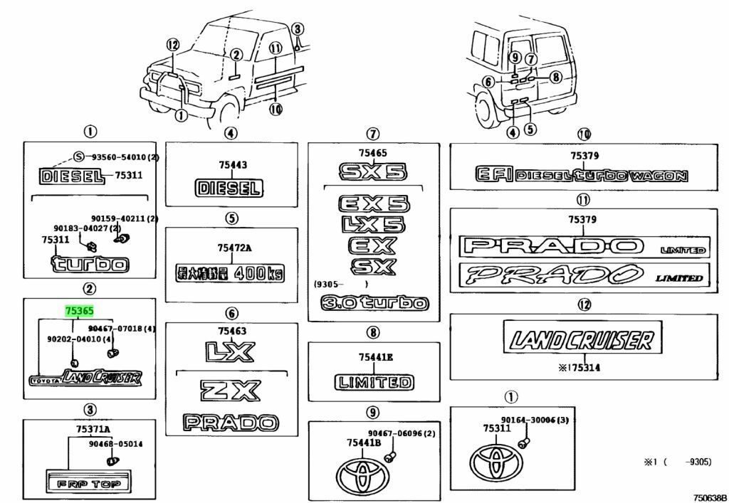 Yahoo!オークション - 新品 トヨタ FJ75 LJ7# HZJ7# PZJ7# KZJ7# ラン...