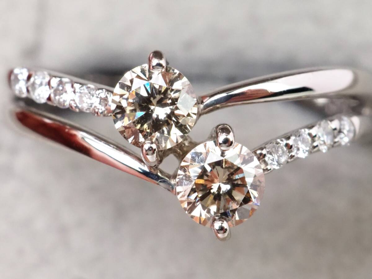 Yahoo!オークション - 【4768M】Pt900 天然ダイヤモンド 0.41ct/0.07ct...