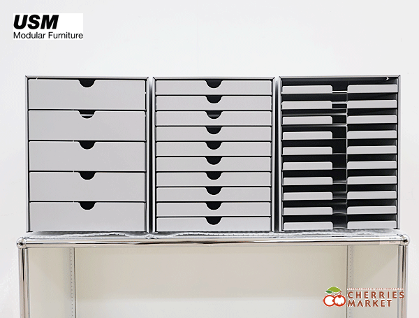 展示品 USM Haller System USMハラーシステム USMイノス ドロワーセット 3点セット 10段/5段ドロワー＆レターケース 10万(キャビネット、デスクワゴン)｜売買された ...