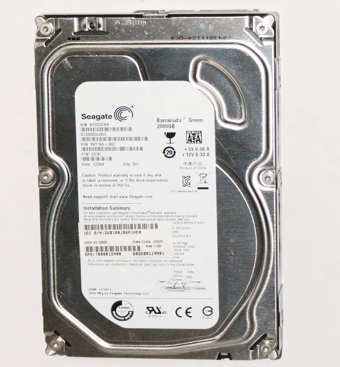 Yahoo!オークション - Seagate Barracuda Green 2TB HDD ST2000DL003 C...