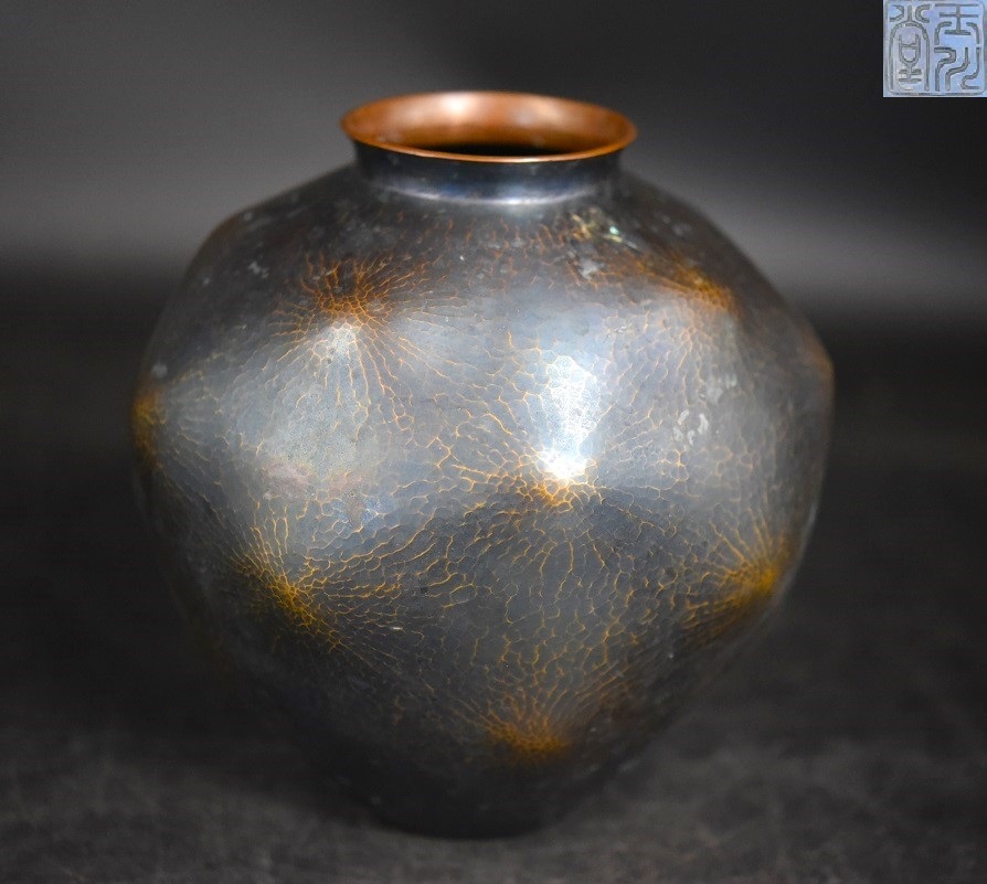 Yahoo!オークション - NY8-109【現状品】玉川堂 鎚起銅器 紫金色 花瓶 ...