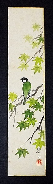 Yahoo!オークション - 4744 不明絵短冊・肉筆・龍一・花鳥画・不明