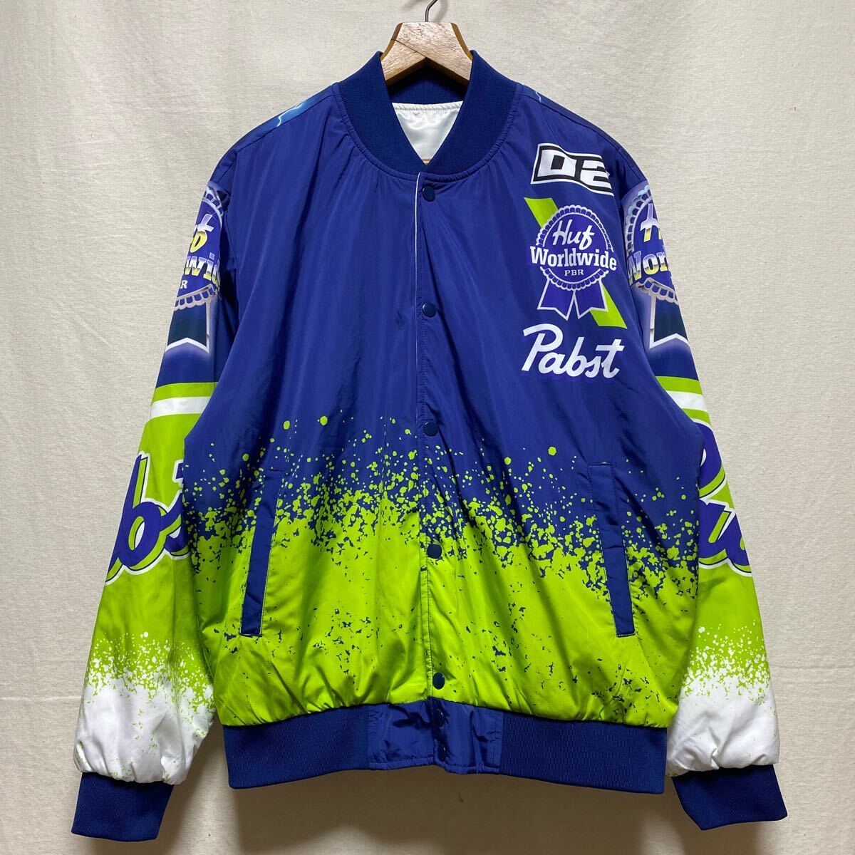 Yahoo!オークション - HUF × PBR リバーシブル サテン スタジャン 総...