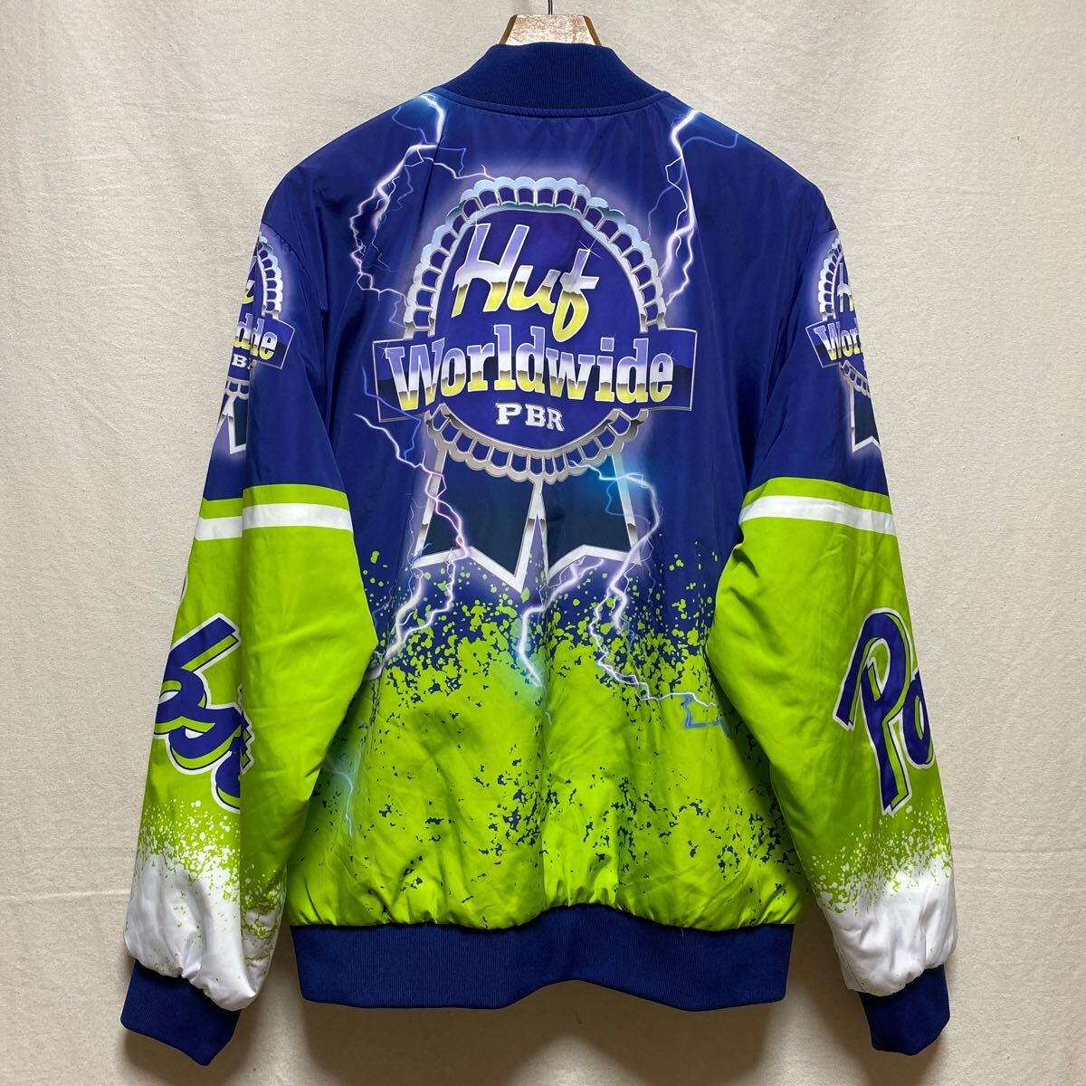 Yahoo!オークション - HUF × PBR リバーシブル サテン スタジャン 総柄...