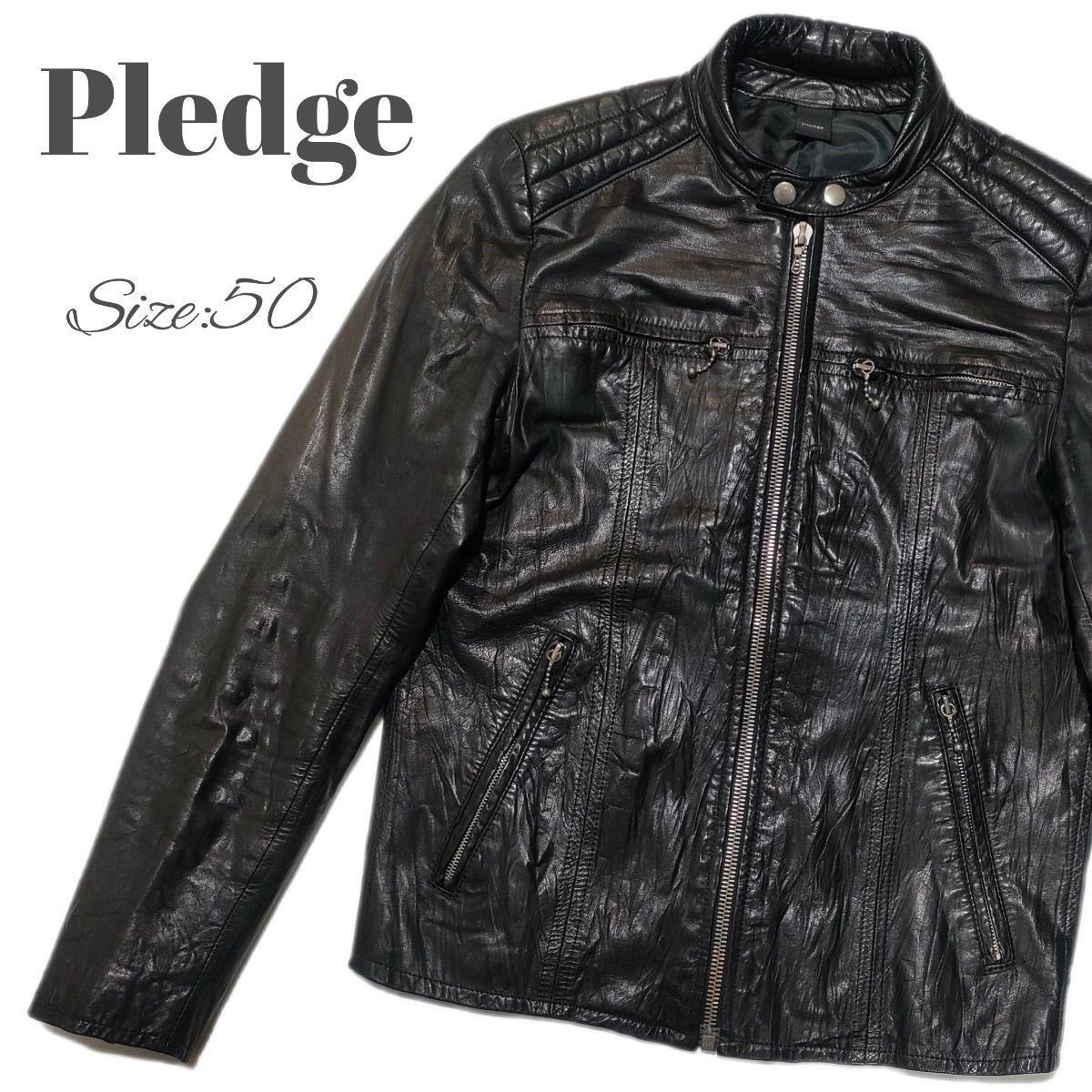 Pledge/プレッジ/レザージャケット/Size 50/匿名配送/送料無料 Pledge/プレッジ/レザージャケット/Size 50/匿名配送/送料無料